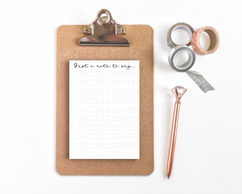 Just A Note To Say- A6 Notepad - RecklessHen